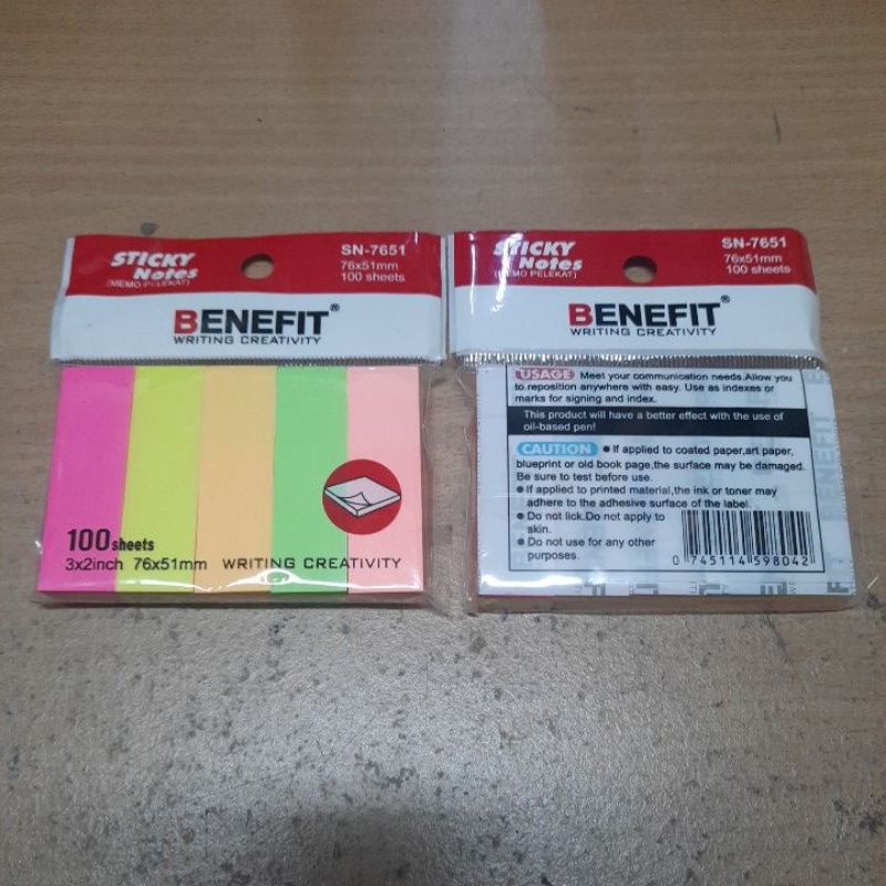 Jual Stick Note Warna Benefit SN-7651(76x51mm) | Shopee Indonesia