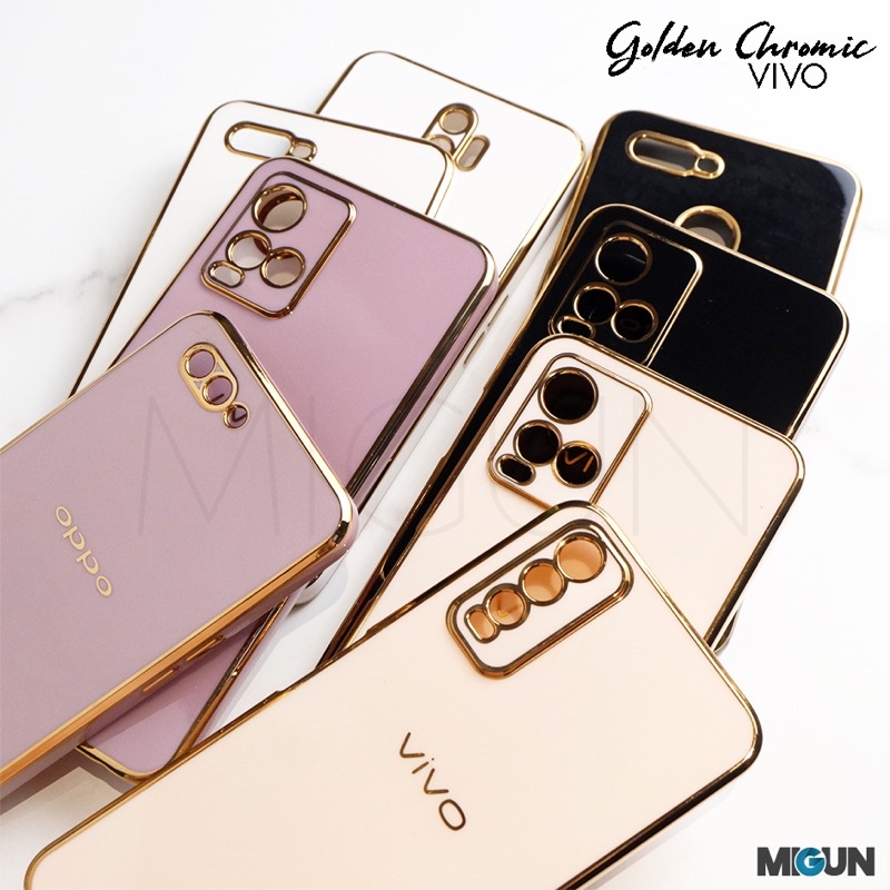 Jual VIVO 6D Golden Chric Case for VIVO Y11 Y12 Y12i Y15 Y17 Y20 Y12S ...