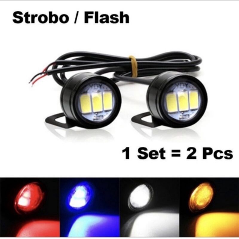 Jual Lampu Mata Elang STrobo Eagle Eye Flash Strobo Kedip 3 Led Dengan Bracket | Shopee Indonesia
