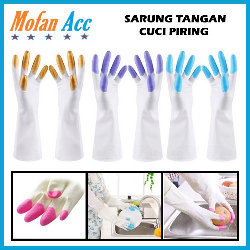 Jual Sarung Tangan Cuci Piring Rubber Glove Karet Anti Air Panjang ...