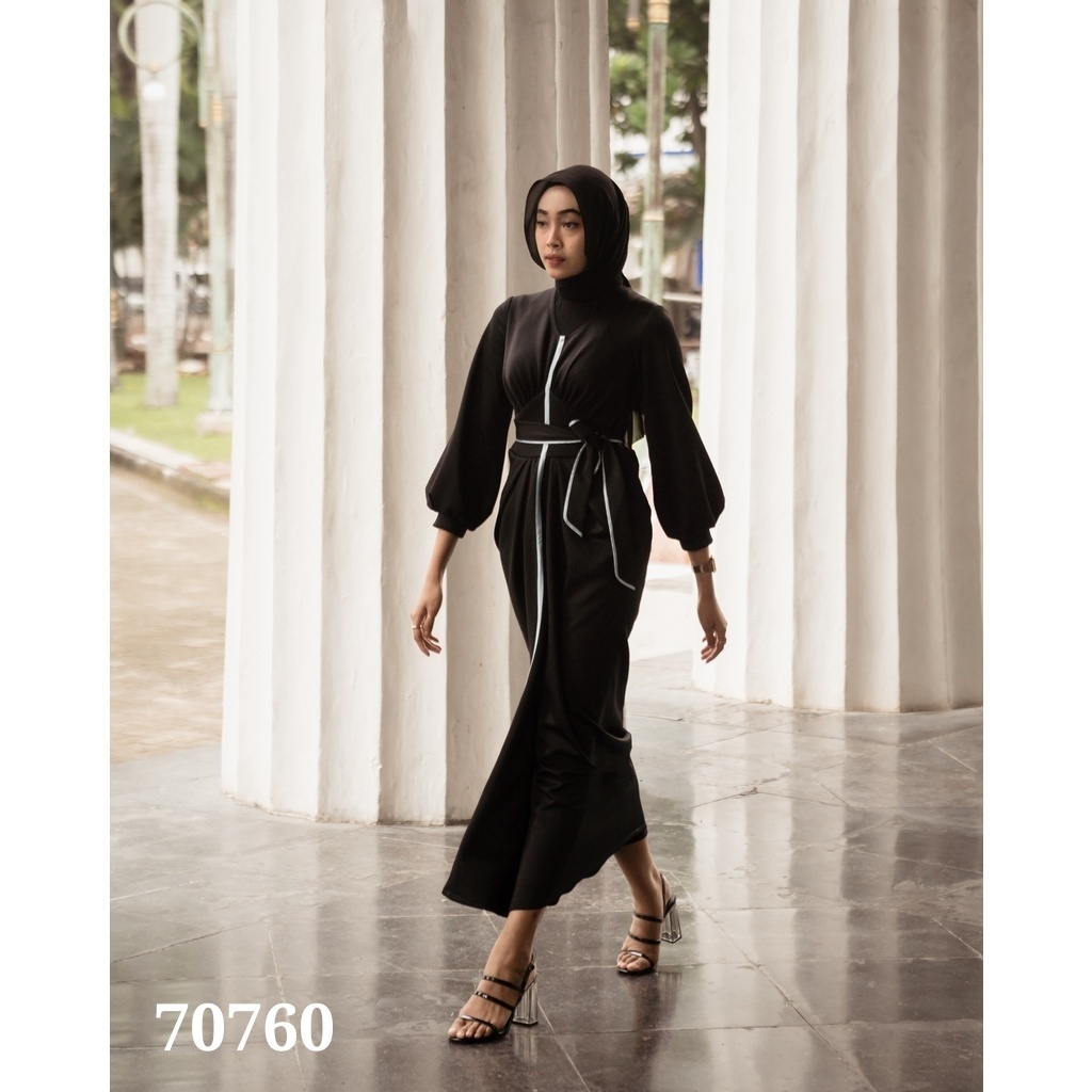Jual 70760 GAMIS BLACK TITANIUM SCUBA muslim dress hitam hijab ...
