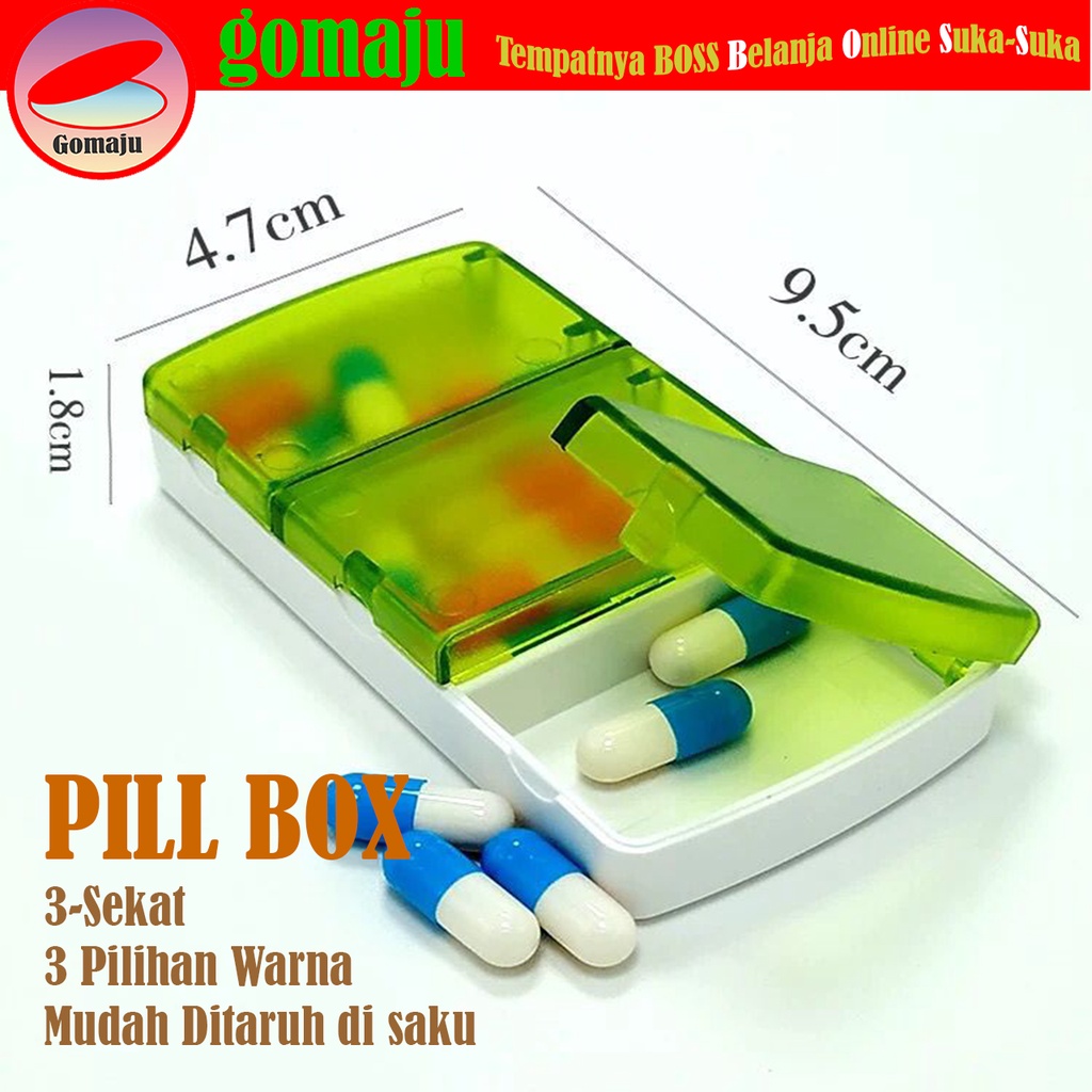 Jual KOTAK OBAT PILL BOX TEMPAT OBAT TEMPAT VITAMIN 3 SEKAT - 3 WARNA ...