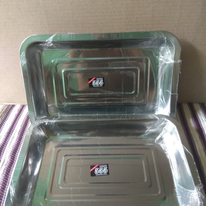 Jual Nampan Stainless Stell Persegi 32 x 22 CM / Baki Stainless ...