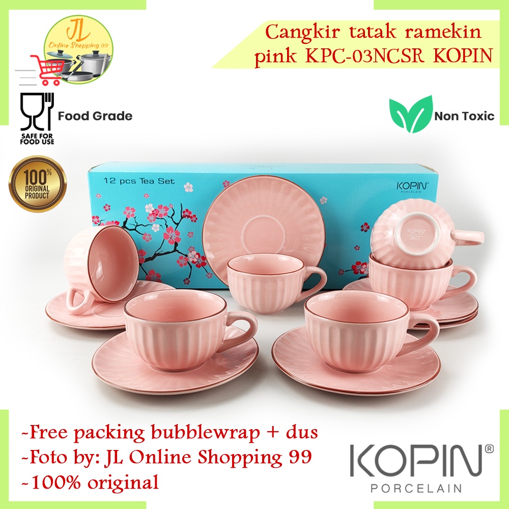 Jual Cangkir set 6 pasang Pink keramik / cangkir set / coffee tea set ...