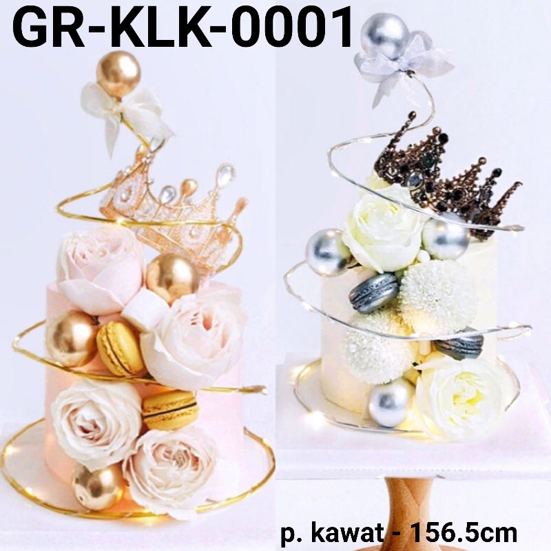 Jual GR-KLK-0001 Hiasan kue cake topper kawat melingkar emas silver yamama baking | Shopee Indonesia