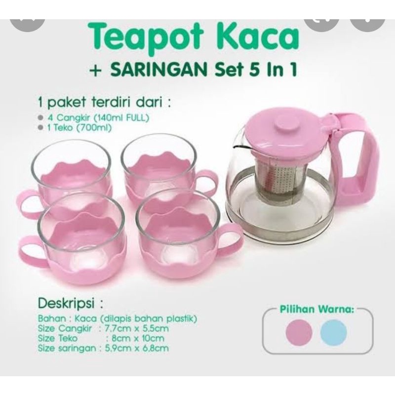 Jual TEA POT SET ISI 5 (1 Teko & 4 Cangkir) | Shopee Indonesia