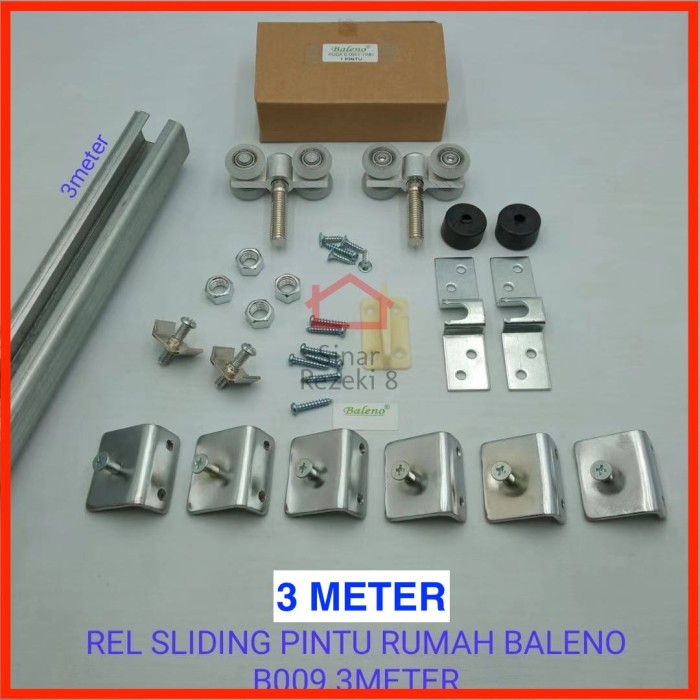 Jual SET Roda dan Rel Sliding Pintu Rumah 3 METER Baleno B009 / Geser 2 ...