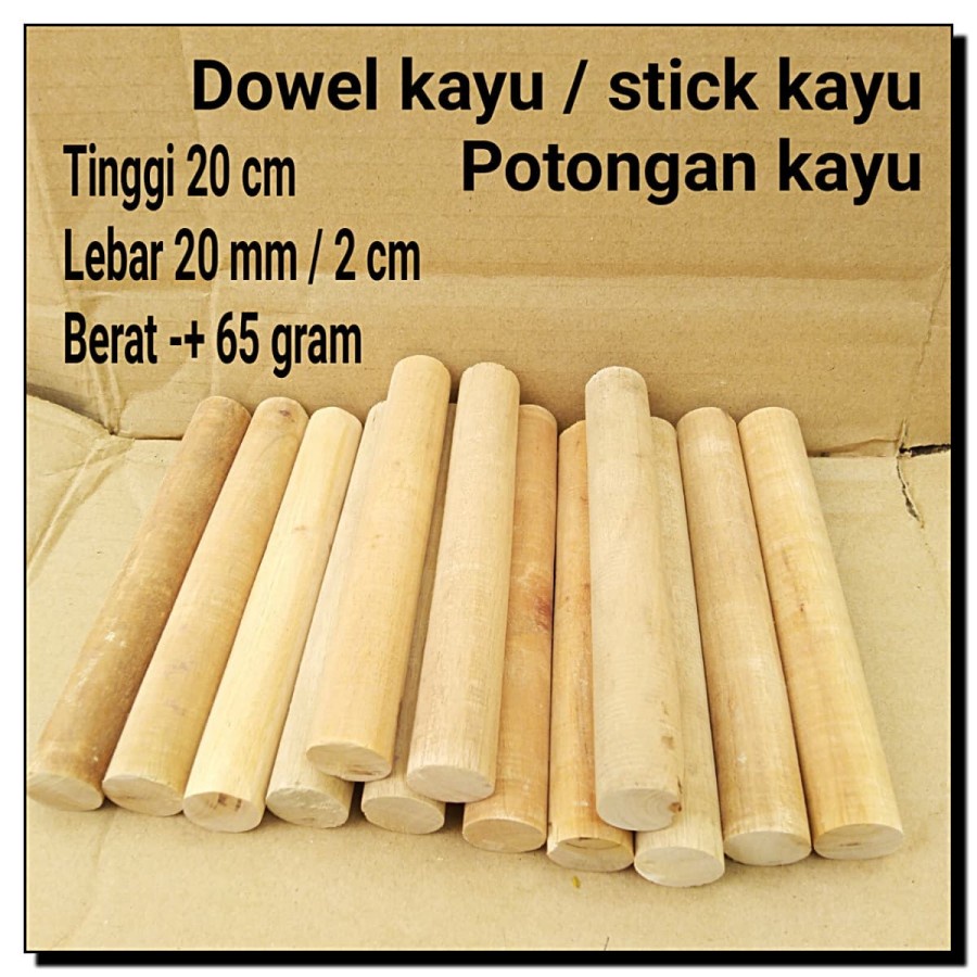Jual Termurah Dowel potongan kayu tinggi 20 cm wooden stick bahan craft ...