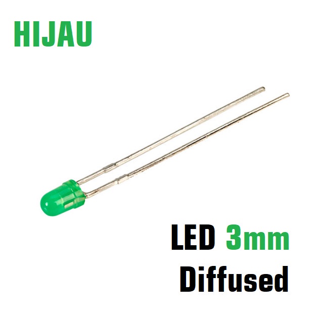Jual Lampu LED Diffused 3 mm Green Super Terang Arduino 3mm - Hijau ...