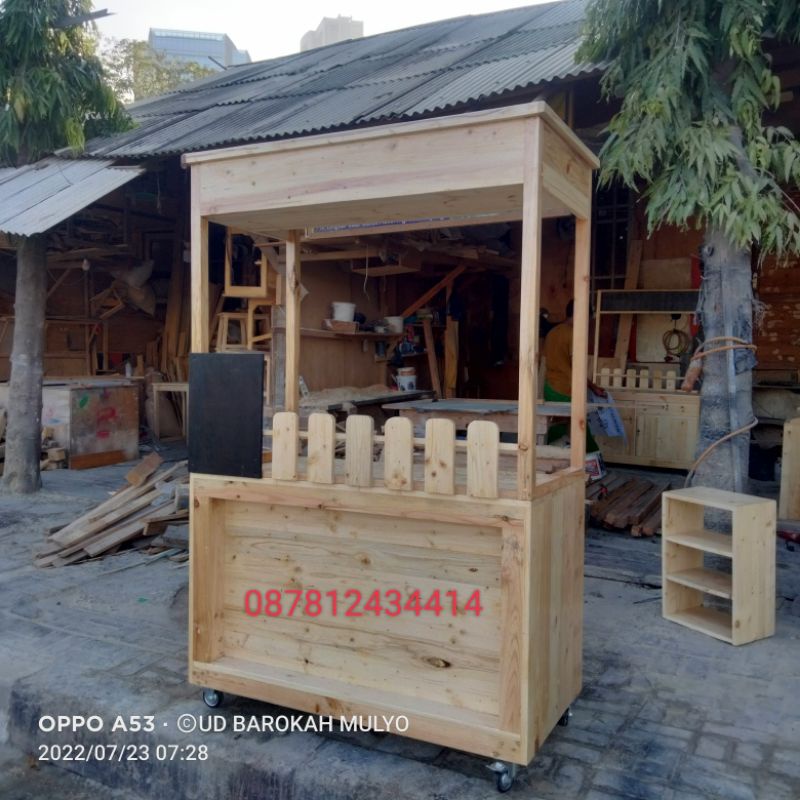 Jual grobak jati Belanda finishing natural | Shopee Indonesia