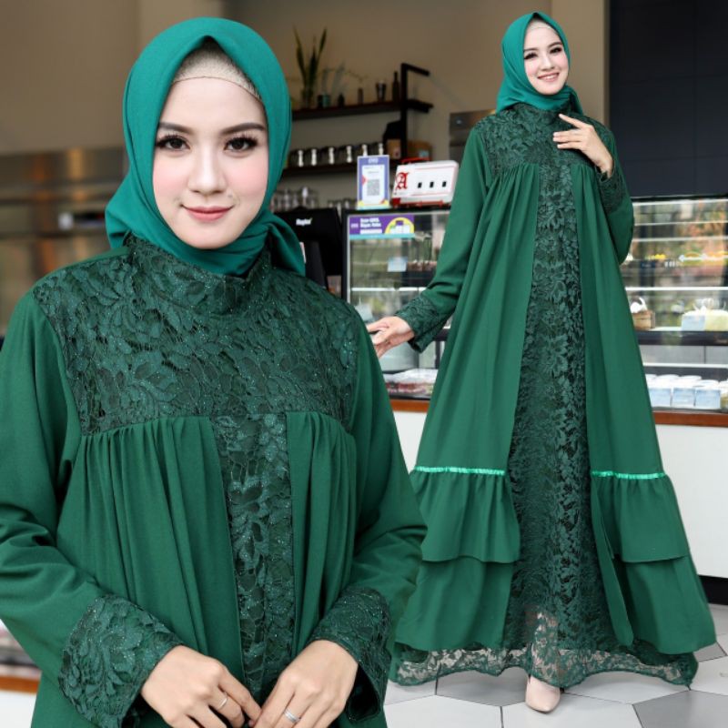 Jual Baju Pesta Wanita Muslim Kondangan Brukat Mewah Elegan Gaun Muslimah Terbaru 2023 2024 Maxy ...