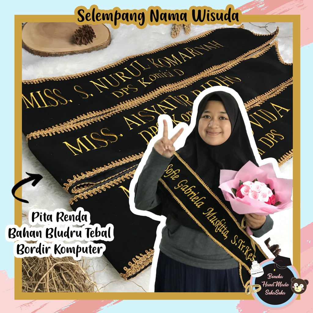 Jual SLENDANG SLEMPANG SASH NAMA WISUDA UNIVERSITAS / BORDIR KOMPUTER ...