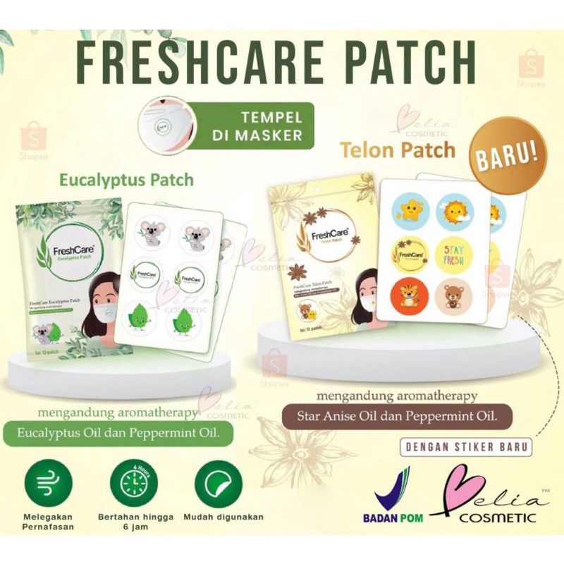 Jual FreshCare Eucalyptus Patch 12pcs, FreshCare Telon Patch 12pcs, Aroma Patch For Mask 16pcs ...