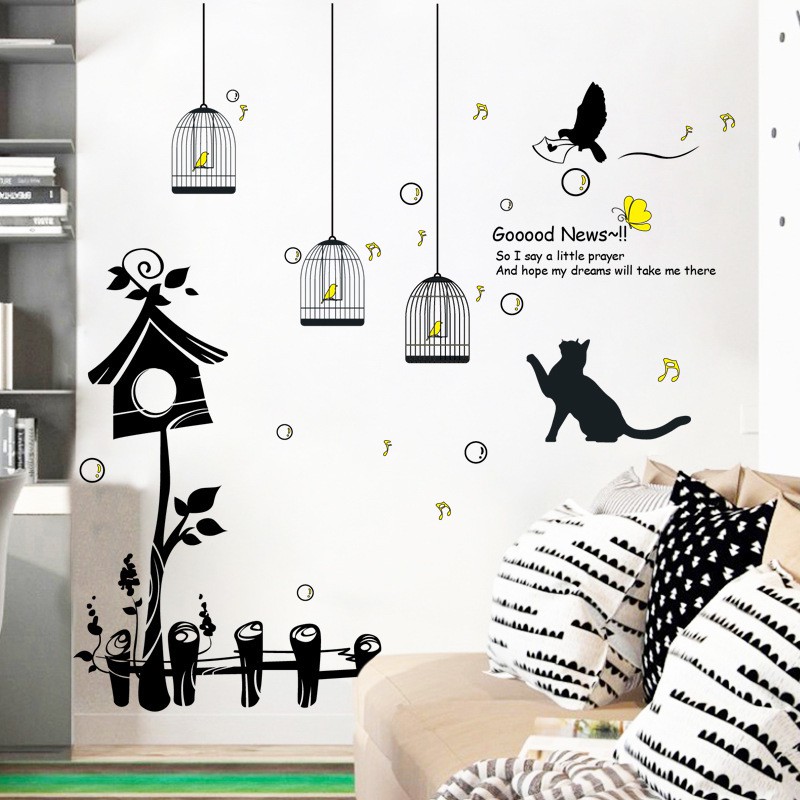 Jual RELIZA WALL STICKER SANGKAR KUCING PAGAR TAMAN BIRD BURUNG DAPUR ...