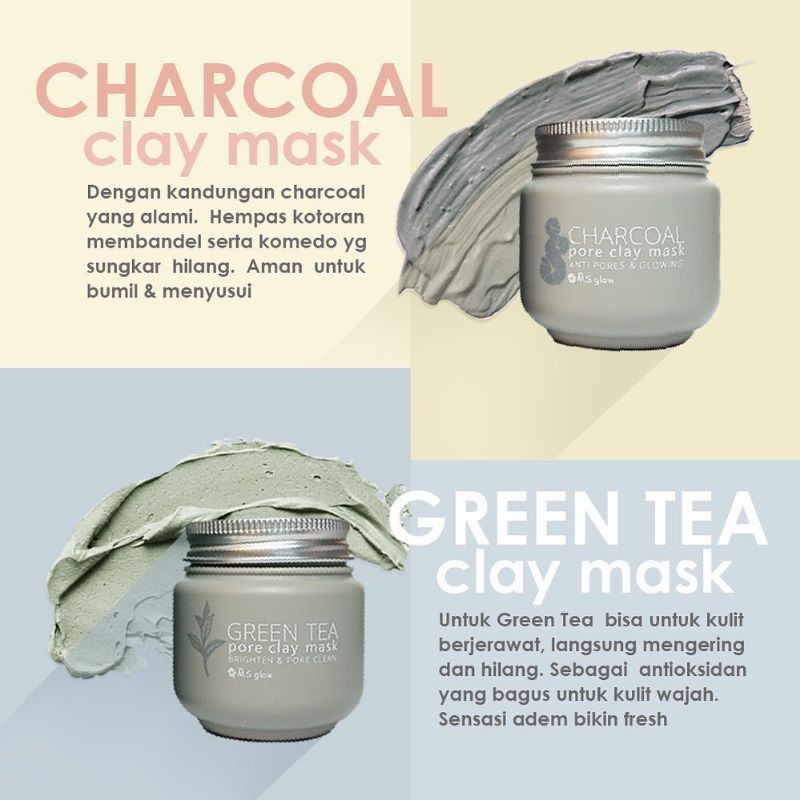 Jual Ms Glow Clay Mask / Masker Ms Glow / Msglow Masker / Green tea ...