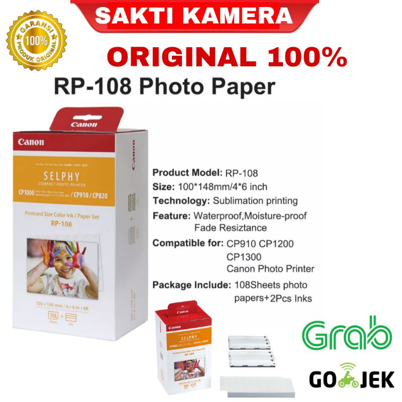 Jual Paper Canon SELPHY RP-108 RP108 For Printer Photo CANON CP ...