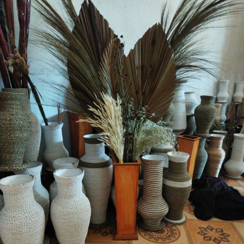 Jual paket daun rustic BUNGA KERING +VAS Tinggi 40cm | COCOK BUAT ...