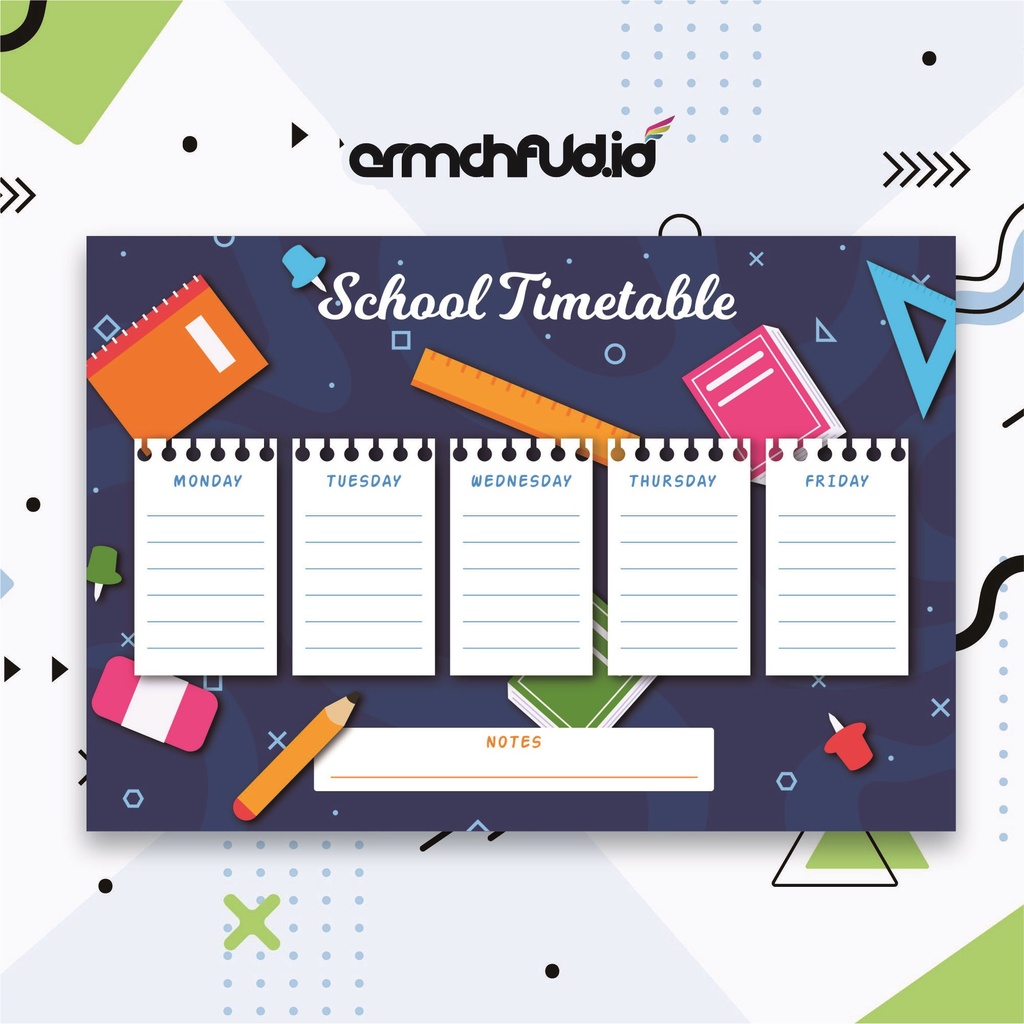 Jual Poster Jadwal Pelajaran School Timetable murah mapel siswa time ...