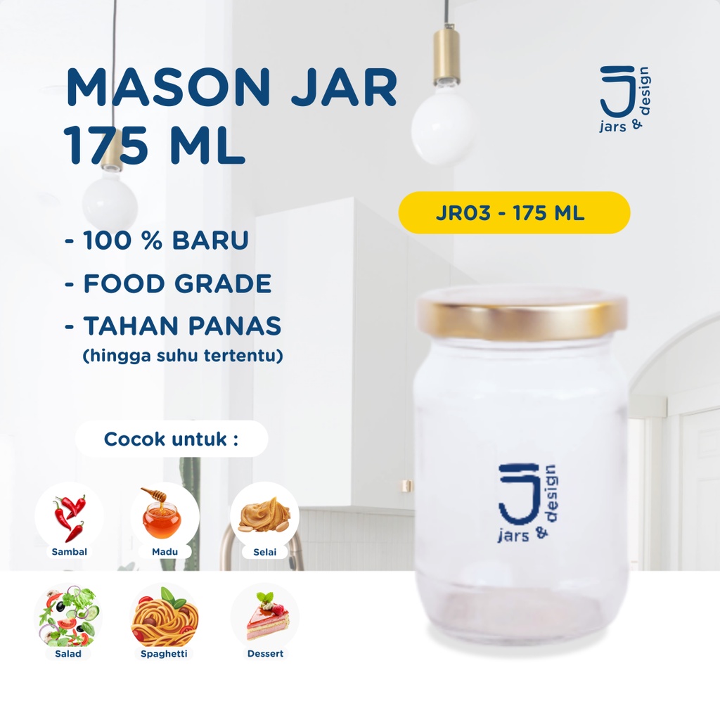 Jual JR03 - Jar Kaca Bulat 175ml / Toples Kaca Bulat 175ml | Shopee Indonesia