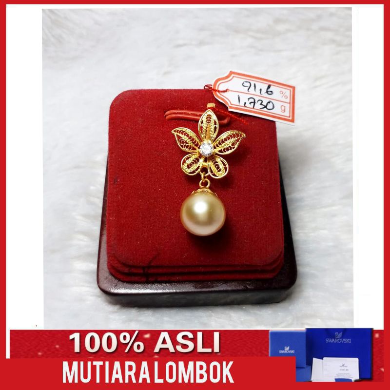 Jual liontin emas asli 22 karat liontin mutiara laut emas kadar 91.6% ...