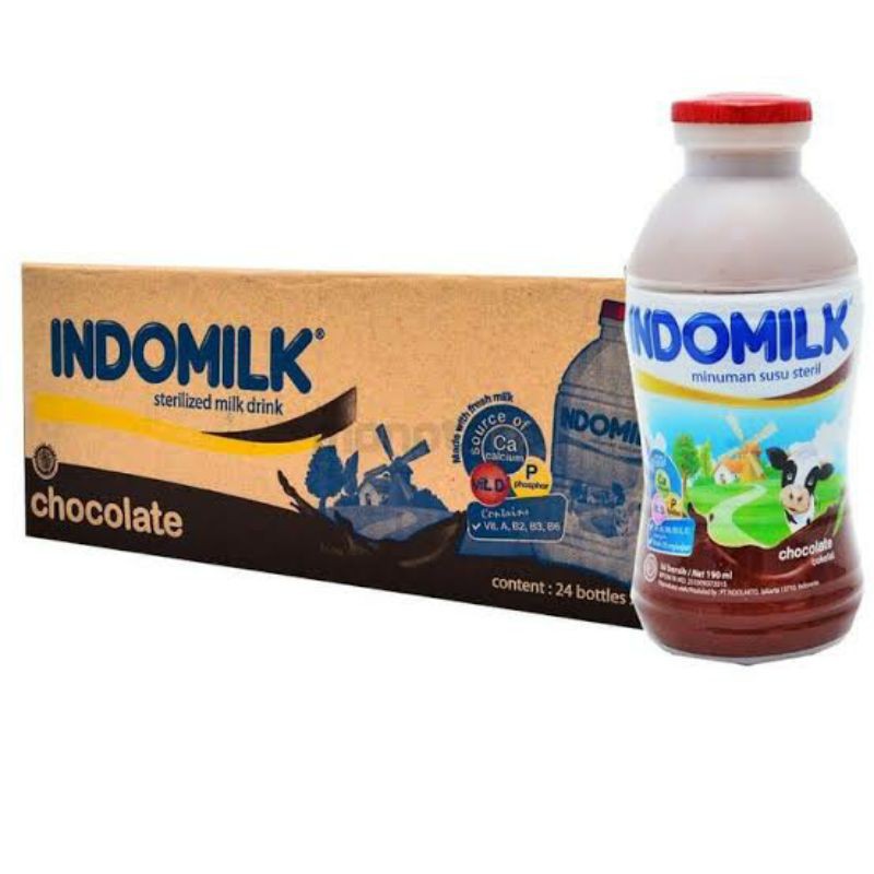 Jual Susu Indomilk Botol 190 ml per dus isi 24 / Susu UHT Indomilk 190 ml Botol | Shopee Indonesia