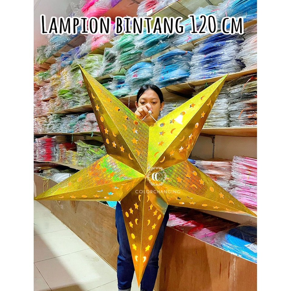 Jual lampion bintang 120 cm jumbo karton hologram tebal natal lebaran ...