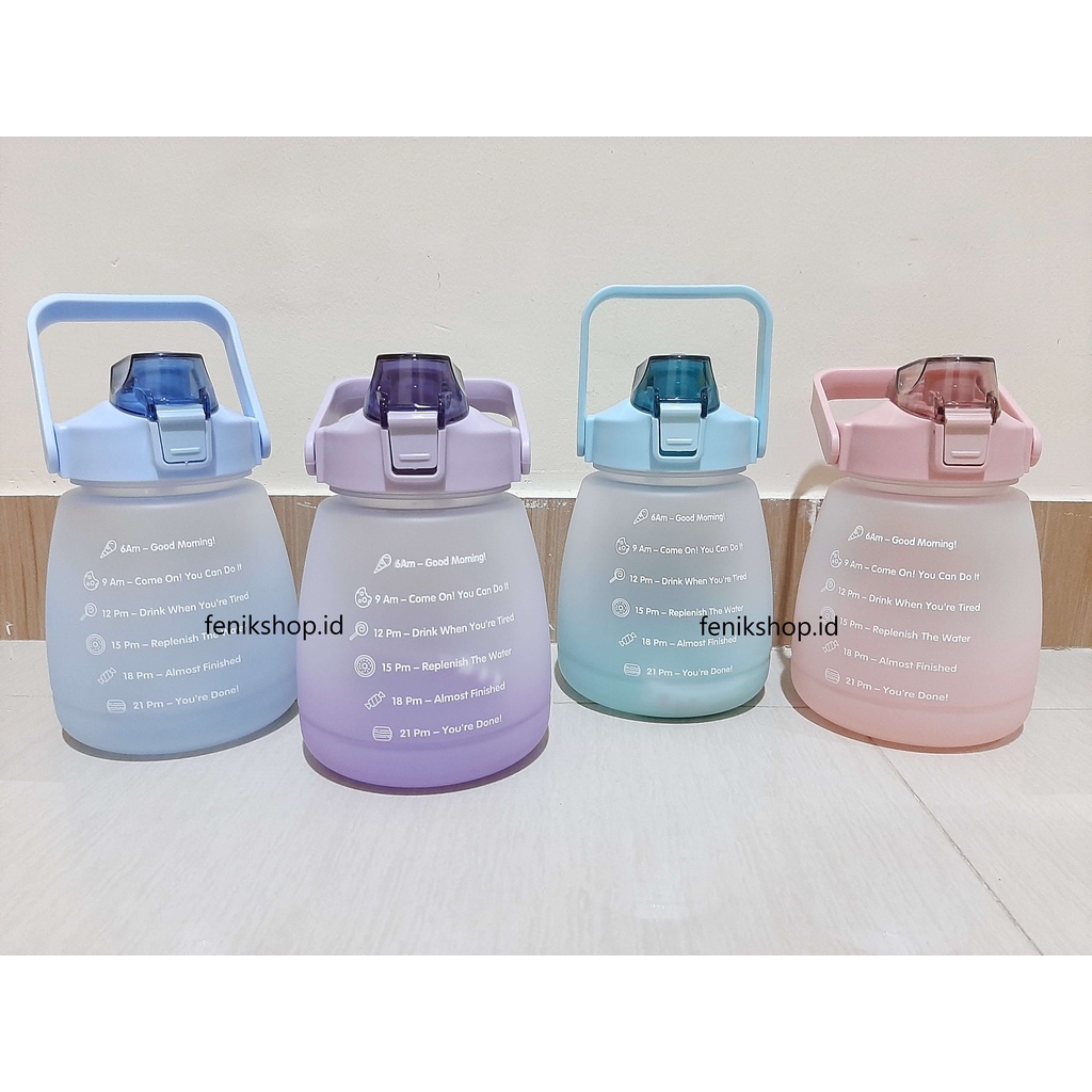 Jual Botol minum motivasi 1,2L | Botol minum gemoy viral 1L | Botol ...