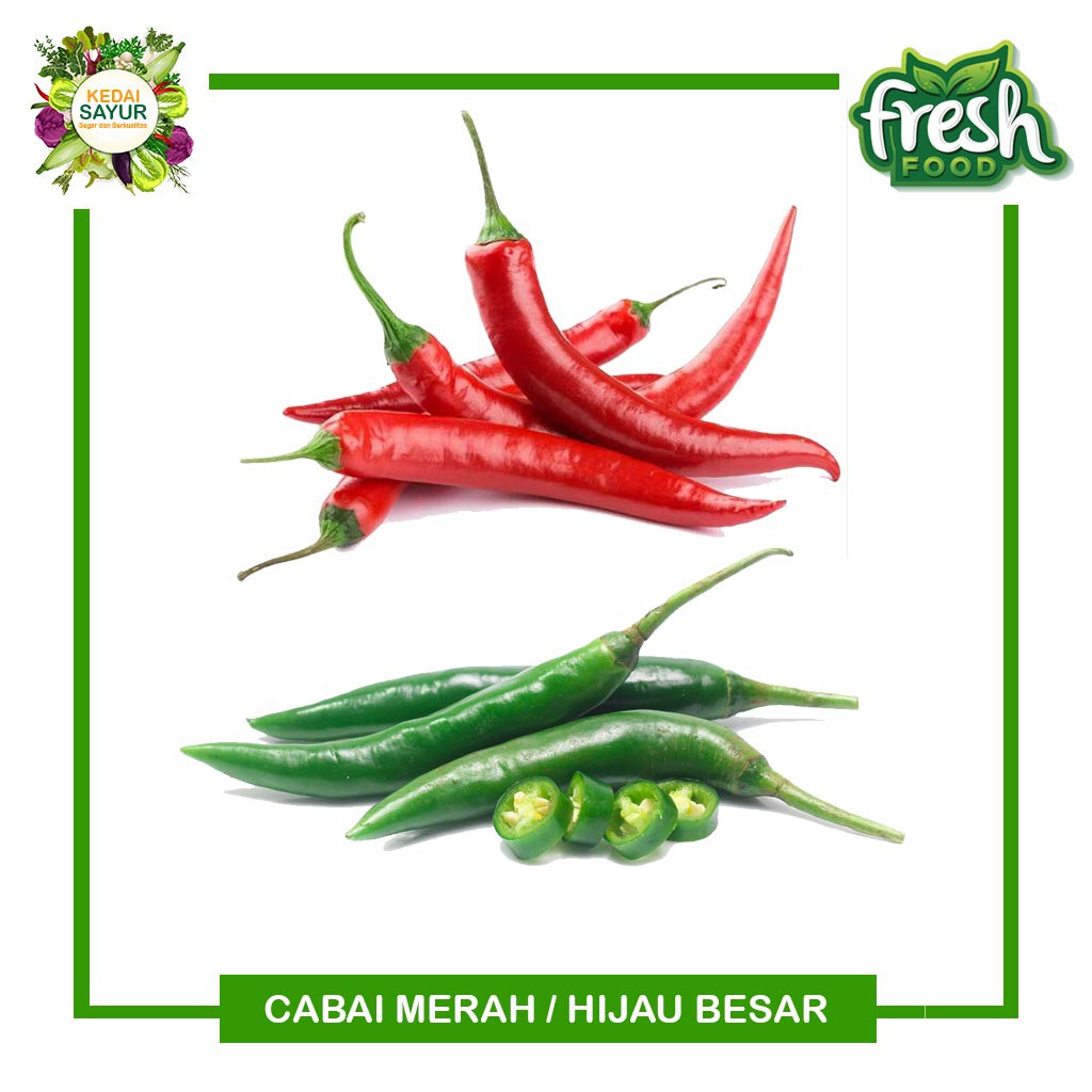 Jual Cabai Merah Besar / Cabe Hijau Besar 100 Gram- Gerai Sayur Segar ...