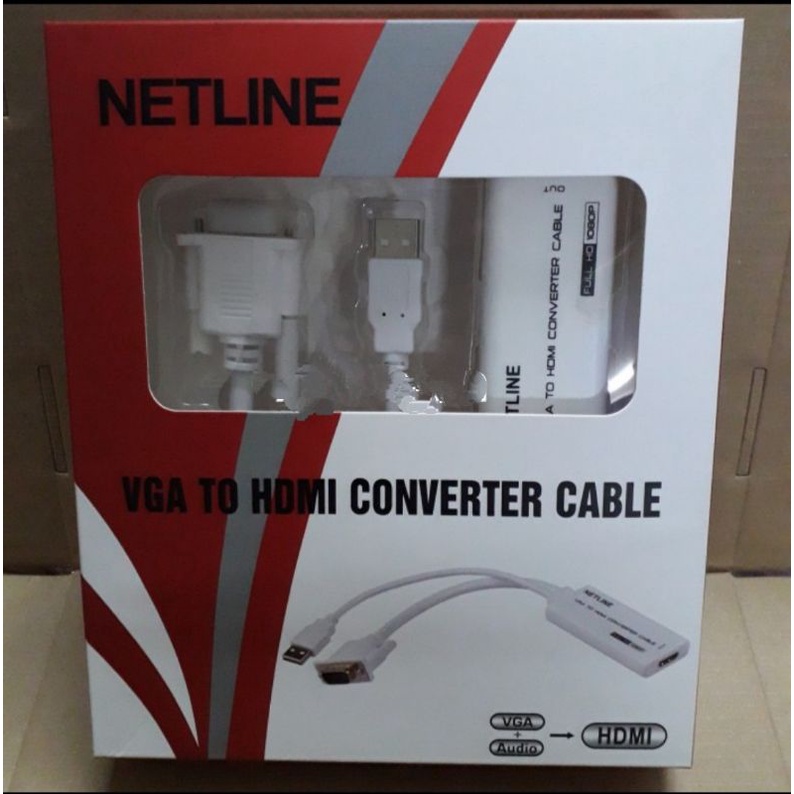 Jual Kabel Converter VGA to Hdmi Netline | Shopee Indonesia