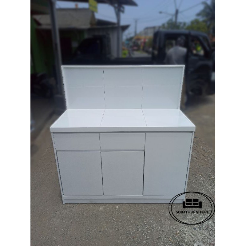 Jual Meja Dapur 3 Pintu Premium Edisi Putih Full | Shopee Indonesia