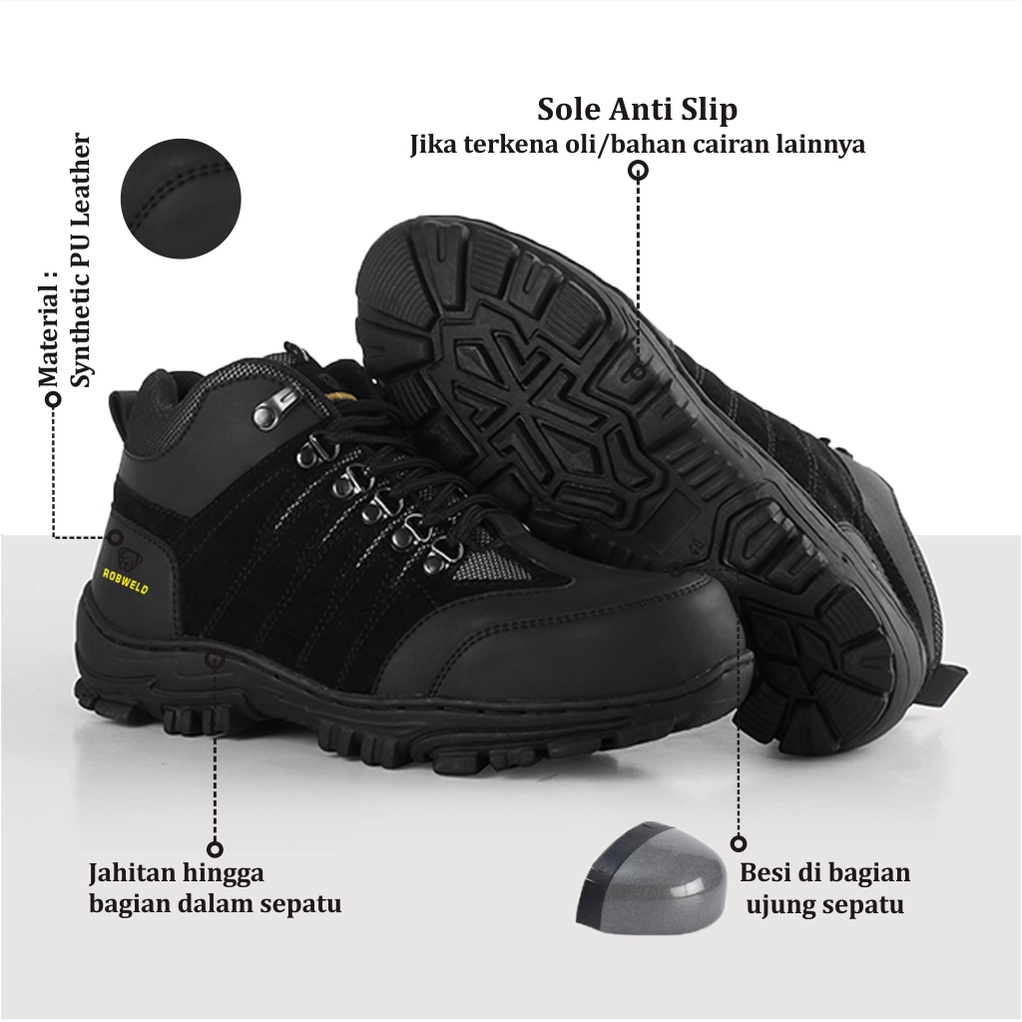 Jual Sepatu Safety Pria Ujung Besi Sefty Proyek Kerja Lapangan Sepatu ...