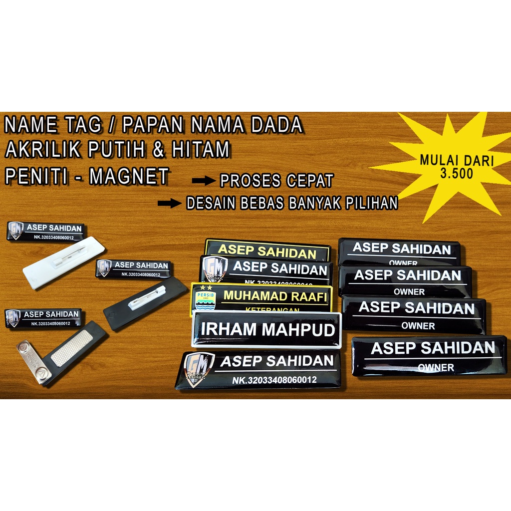Jual NAME TAG / NAMA DADA / PAPAN NAMA DADA AKRILK RESIN | Shopee Indonesia