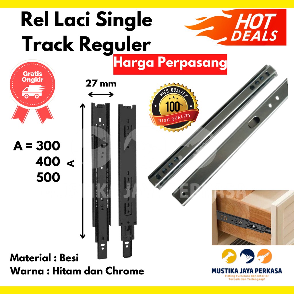 Jual Rel Laci Roda Single Track Hitam Lenaga Huben Elco Taco | Shopee ...