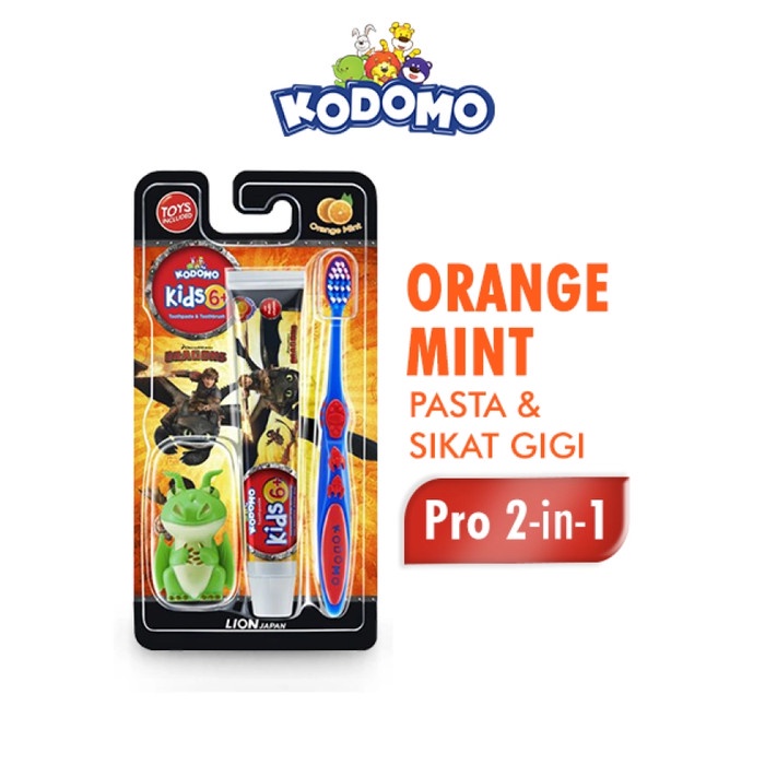 Jual Sikat Gigi KODOMO Tootbrush 2 in 1 Pro Kids - Orange 6+ - Random Color | Shopee Indonesia