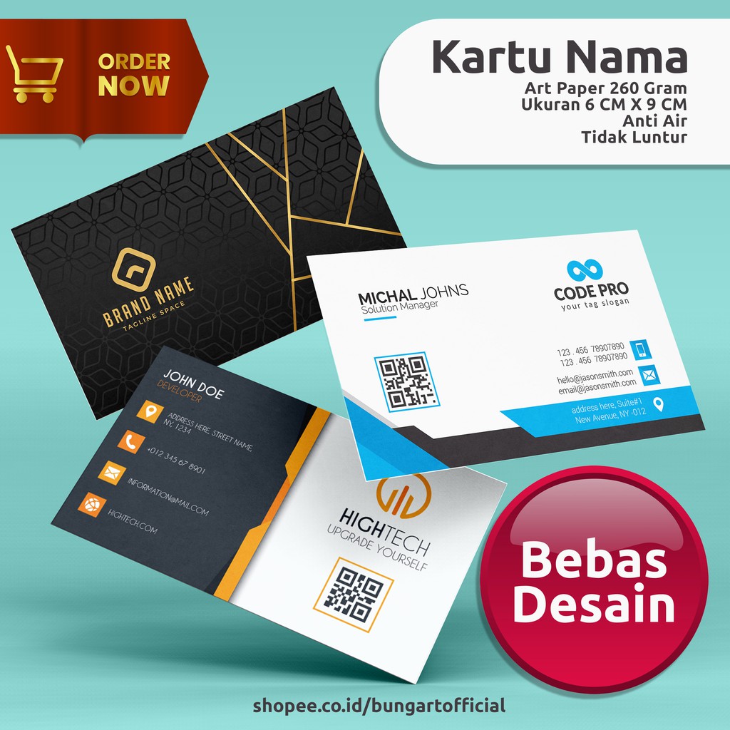 Jual CETAK KARTU NAMA CUSTOM DESAIN BEBAS PROSES CEPAT BISA COD BAYAR ...