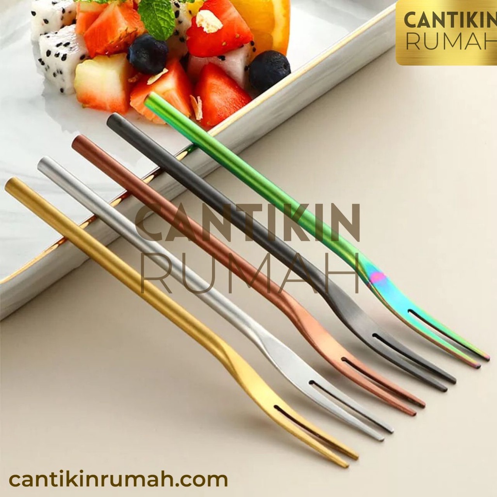 Jual GARPU BUAH DESSERT CAKE FORK STAINLESS SUS304 EMAS GOLD TEBAL ...