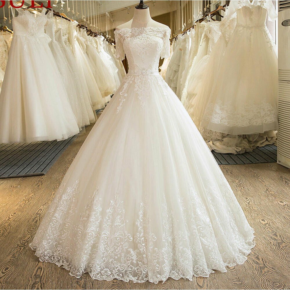 Jual Gaun wedding Short Sleeve Lace up gaun pernikahan | Shopee Indonesia