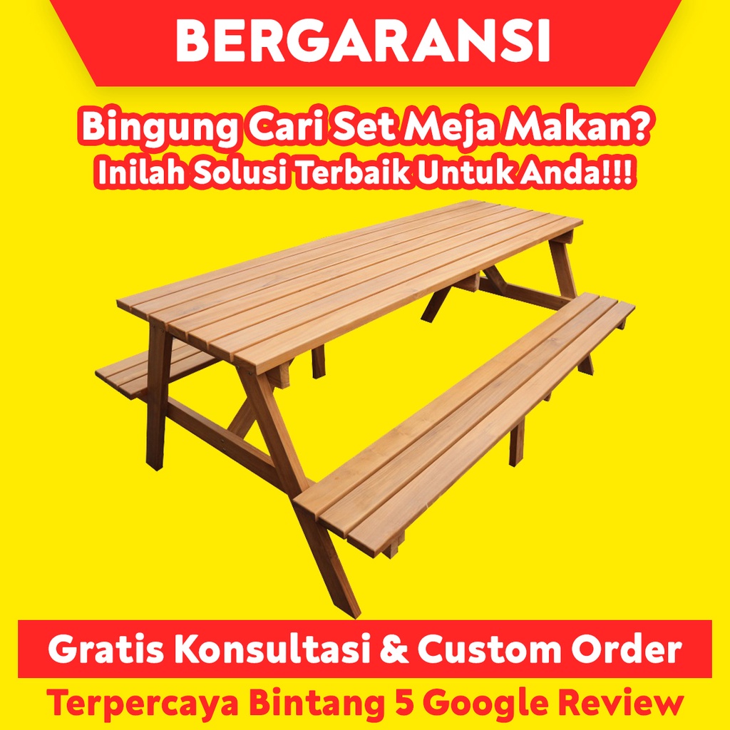 Jual Meja Makan Kayu Jati Outdoor Garden Picnic Asli Jepara | Shopee ...