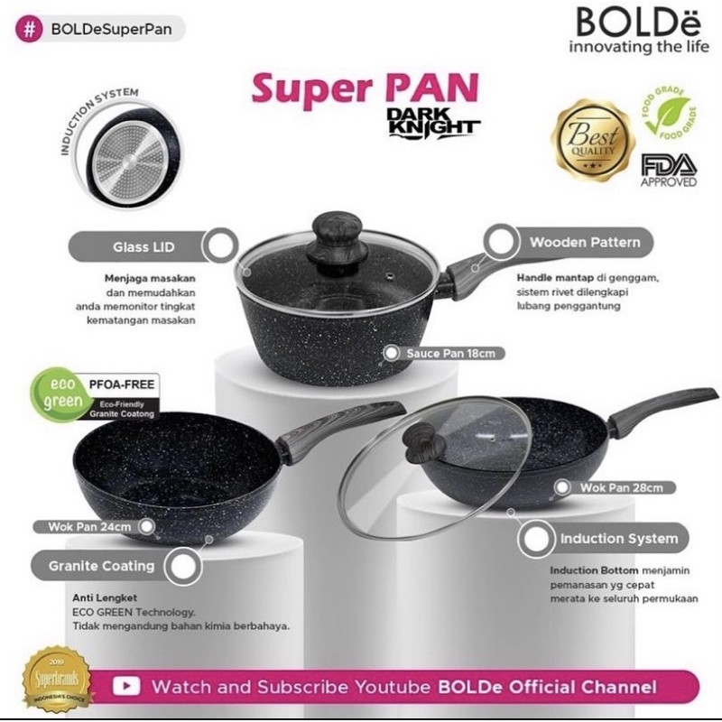 Jual BOLDE PAN SET BLACK DARK KNIGHT PANCI WAJAN KUALI GRANITE ANTI ...