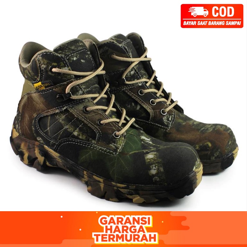 Jual Sepatu safety boots DLTA PENDEK CAMO TNI depan pakai ujung besi ...