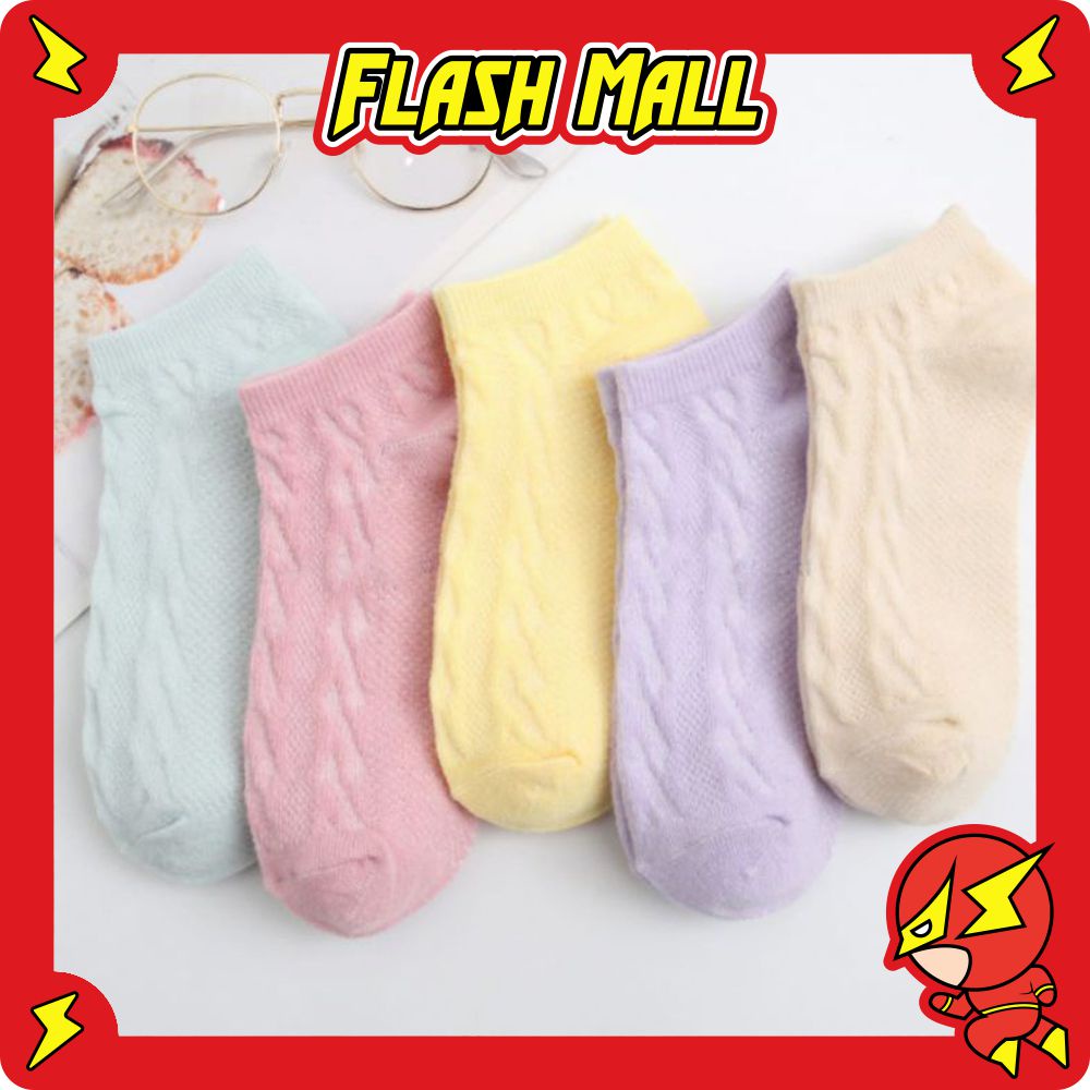 Jual FLASHmall Kaos Kaki Pendek Hidden Sock Motif Rajut Pattern Polos ...