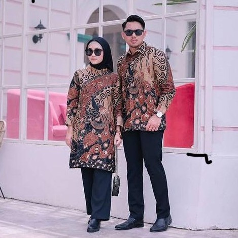 Jual Kemeja Batik Couple | Kemeja Batik Premium | Atasan Batik Couple Ruflle | Kemeja Batik ...