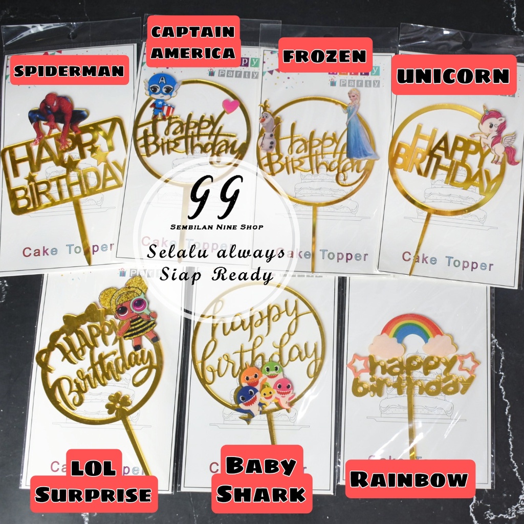 Jual Cake Topper HAPPY BIRTHDAY KARAKTER Akrilik Acrylic Premium HBD ...