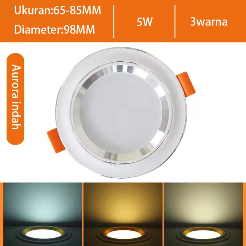 Jual Lampu LED 5 Watt 3 Warna Gold+Silver (3 mode warna putih+semu ...