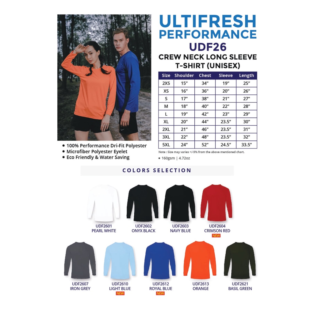 Jual Kaos Polos Ultifresh Lengan Panjang 100% Polyester - Premium T ...