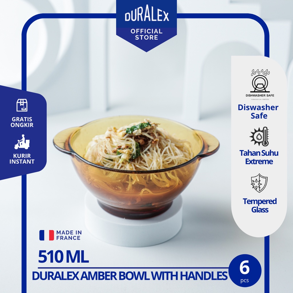 Jual Duralex Lys Amber Table Soup Serving Bowl with Handles 510 ml (Set ...