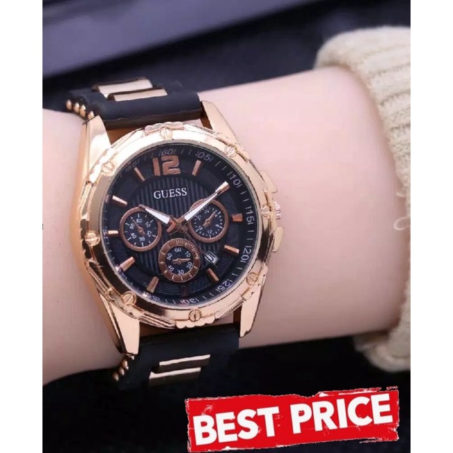 Jual LS Jam tangan guess chrono off tanggal aktif strap rubber jam ...