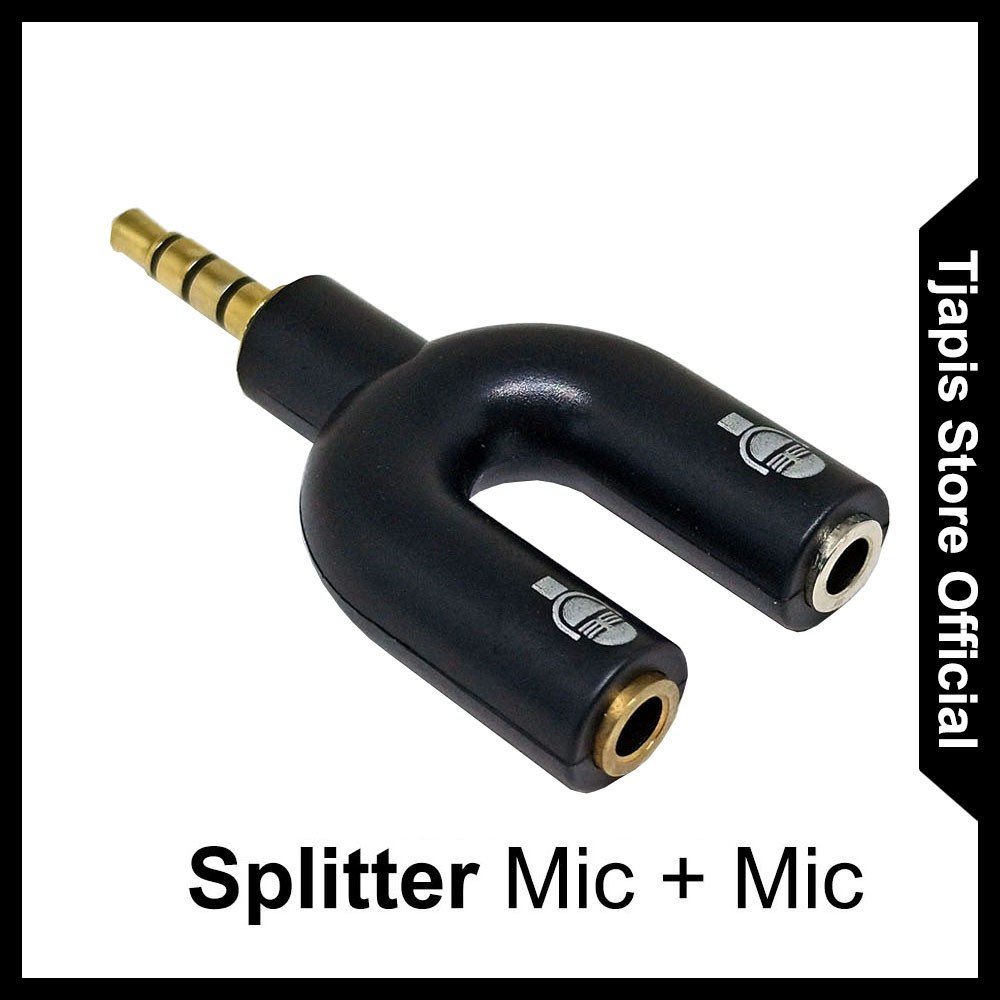 Jual SPLITTER 2 MIC + MIC AUDIO ADAPTER DUAL MIKROFON | Shopee Indonesia