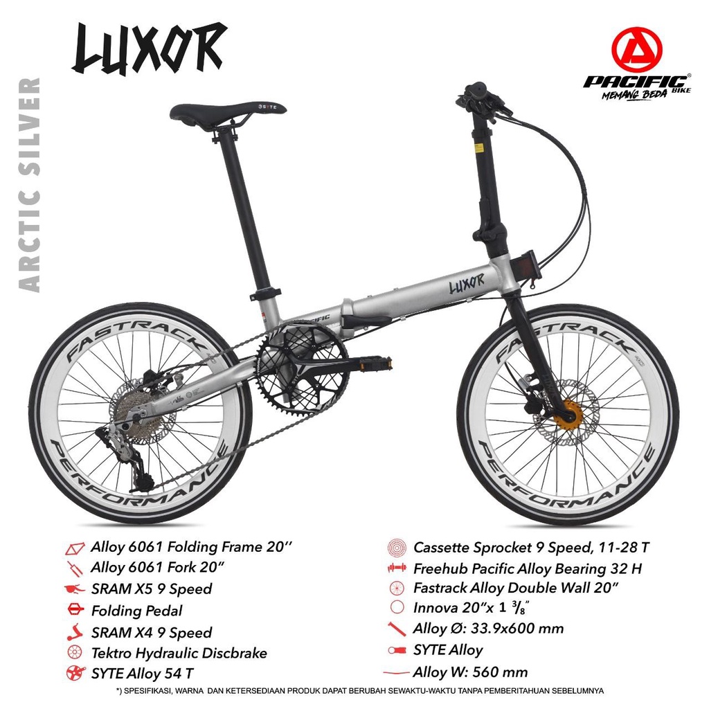 Jual Sepeda Lipat Pacific Luxor 20 Inch ( 2022 ) Remaja Dewasa Frame ...