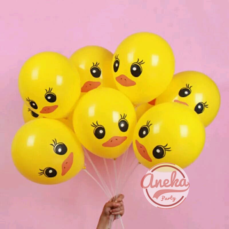 Jual balon latex bebek / balon motif bebek / balon kepala bebek / balon ...